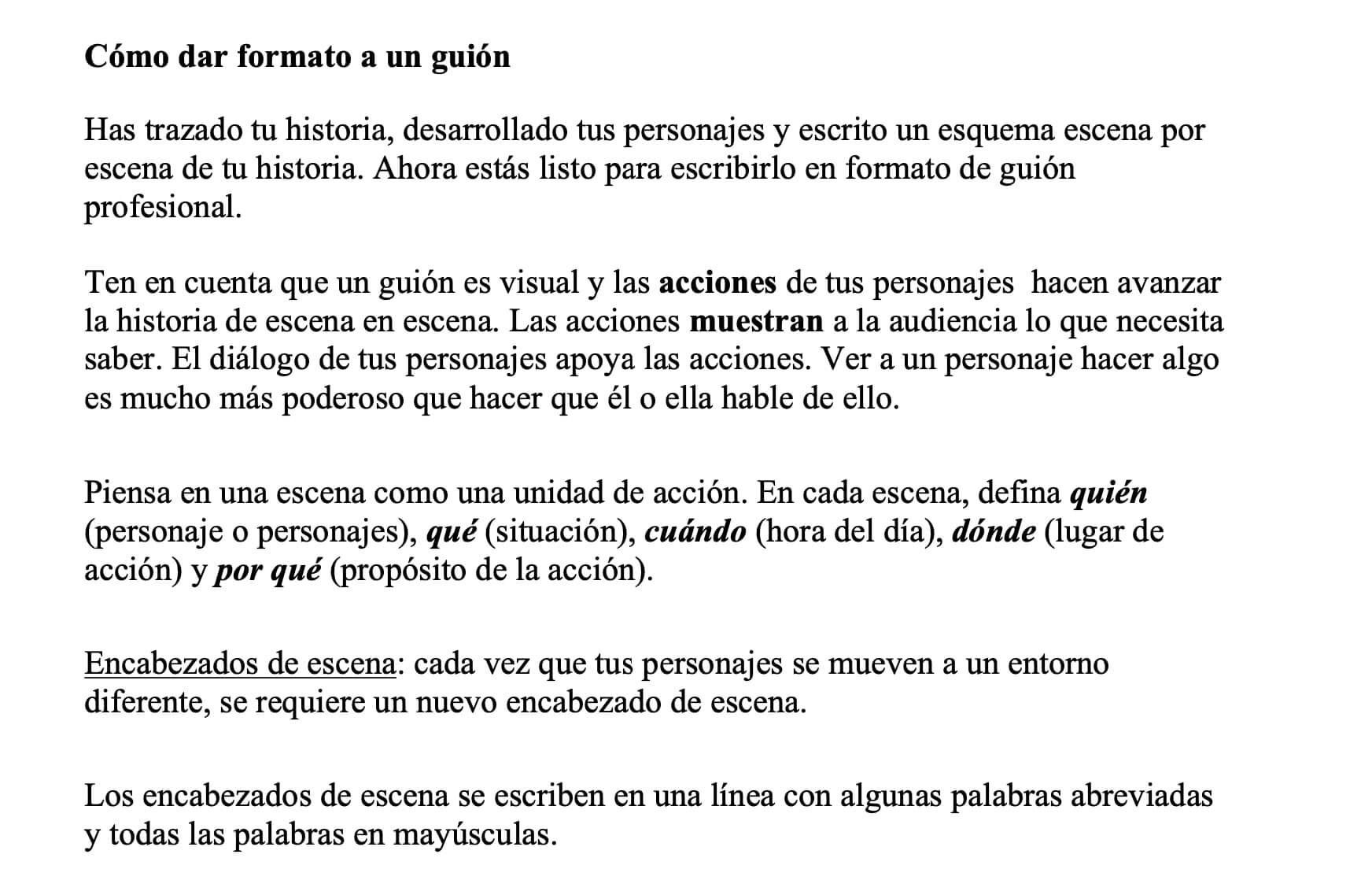 Plantillas de guiones creativos en Word - Descarga gratis